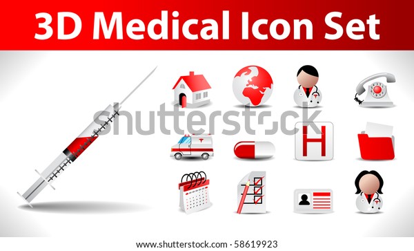3d Medical Icon Set Stock Vector (Royalty Free) 58619923