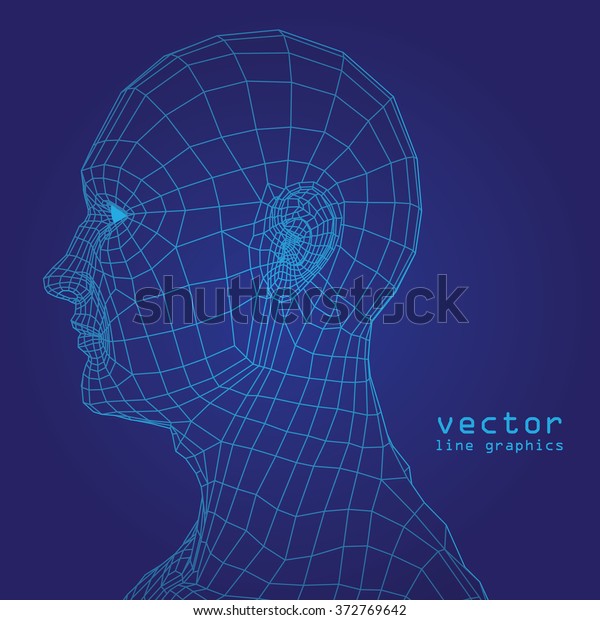 3d Mesh Human Head Medical Scan Stock Vector (Royalty Free) 372769642 ...