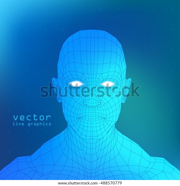 3d Mesh Human Head Medical Scan Stock Vector (Royalty Free) 488570779 ...