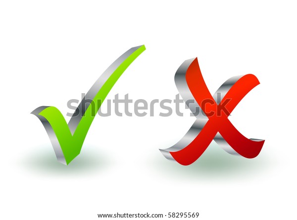 3d Metal Check X Symbol Stock Vector (Royalty Free) 58295569