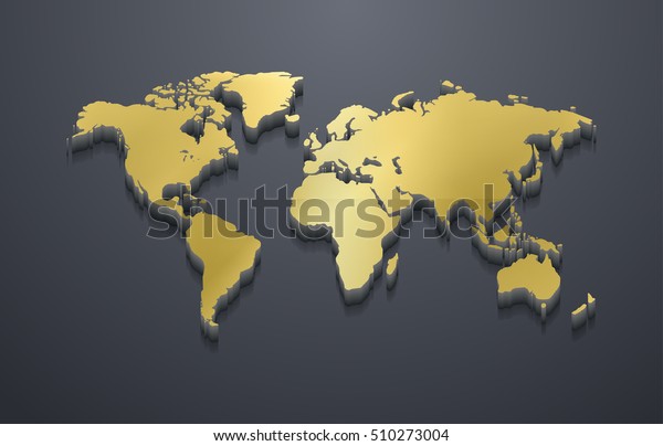 3d Metallic Golden World Map Eps10 Stock Vector (Royalty Free) 510273004