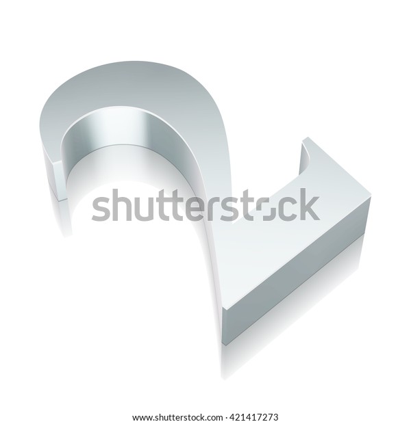 3d Metallic Number 2 Two Reflection Stock Vector (Royalty Free ...
