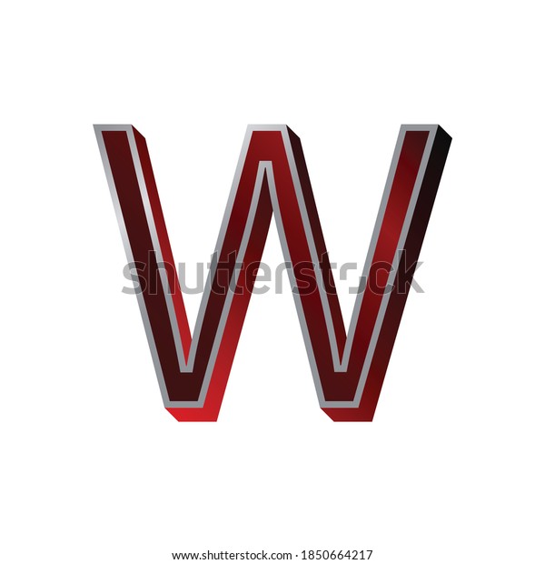 3d Metallic Red Silver Color Letter Stock Vector (Royalty Free ...