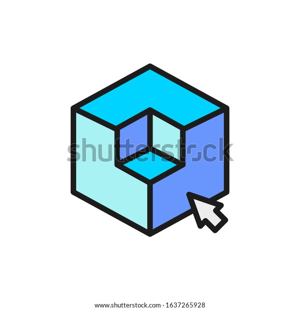 3d Modeling 3 Dimensional Model Cube Stock Vector Royalty Free 1637265928