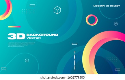 3d Modern Geometric Background Gradient Style Stock Vector (Royalty ...