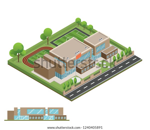 3d Modern Office School Building Environment Stock Vector (Royalty Free ...