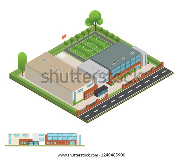 3d Modern Office School Building Environment Stock Vector (Royalty Free ...
