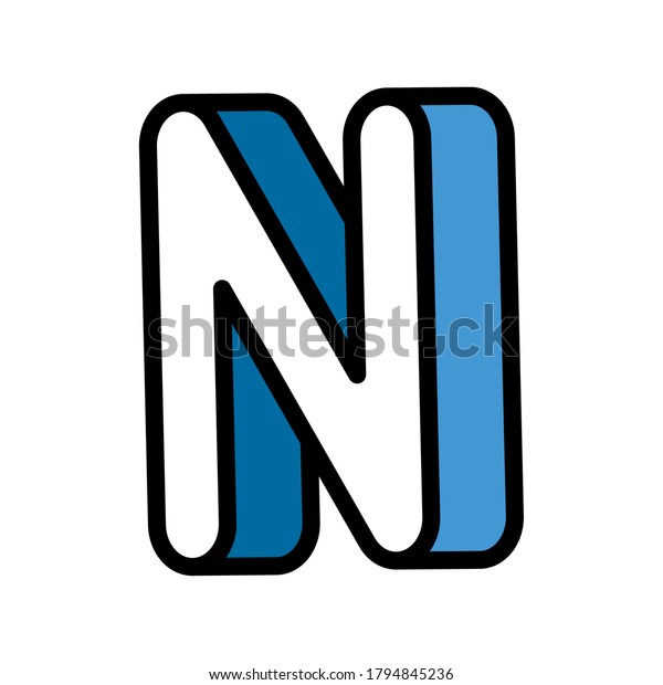 3d N Letter Design Lettering Typography Stock Vector (Royalty Free ...