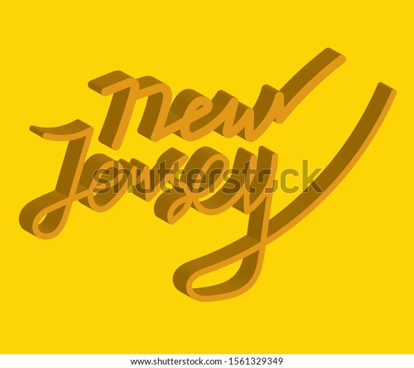 3d New Jersey Word Cursive Letters Stock Vector (Royalty Free) 1561329349