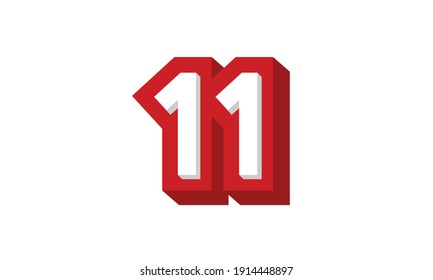 3d Number 11 Red Modern Cool Stock Vector (Royalty Free) 1914448897 ...