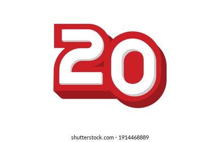 3d Number 20 Red Modern Cool Stock Vector (Royalty Free) 1914468889 ...