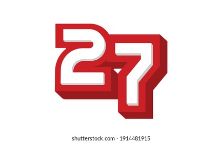 3d Number 27 Red Modern Cool Stock Vector (Royalty Free) 1914481915 ...