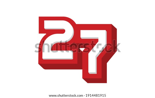 3d Number 27 Red Modern Cool Stock Vector (Royalty Free) 1914481915 ...