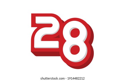 3d Number 28 Red Modern Cool Stock Vector (Royalty Free) 1914482212 ...
