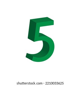 3d Number 5 Vector Green Color Stock Vector (Royalty Free) 2210033625 ...