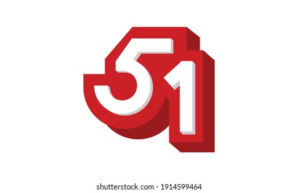3d Number 51 Red Modern Cool Stock Vector (Royalty Free) 1914599464 ...