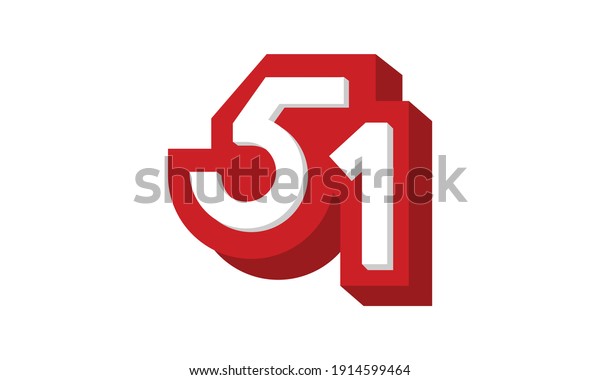 3d Number 51 Red Modern Cool Stock Vector (Royalty Free) 1914599464 ...
