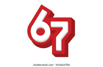 3d Number 67 Red Modern Cool Stock Vector (Royalty Free) 1914614704 ...