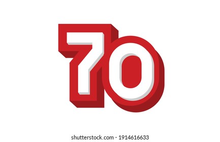 3d Number 70 Red Modern Cool Stock Vector (Royalty Free) 1914616633 ...