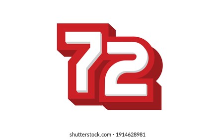 3d Number 72 Red Modern Cool Stock Vector (Royalty Free) 1914628981 ...