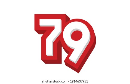 3d Number 79 Red Modern Cool Stock Vector (Royalty Free) 1914637951 ...