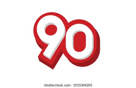 3d Number 90 Red Modern Cool Stock Vector (Royalty Free) 1915304203 ...