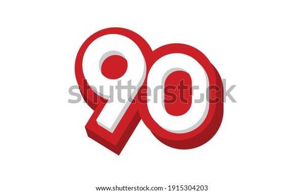 3d Number 90 Red Modern Cool Stock Vector (Royalty Free) 1915304203 ...