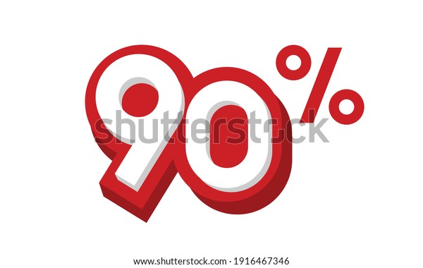 3d Number 90 Red Modern Cool Stock Vector (Royalty Free) 1916467346 ...