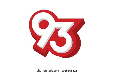 3d Number 93 Red Modern Cool Stock Vector (Royalty Free) 1915305823 ...