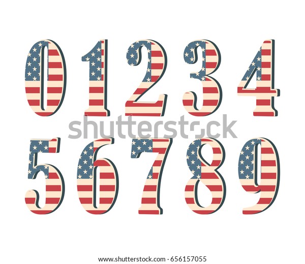 3d Numbers American Flag Texture Isolated Stock Vector (Royalty Free ...