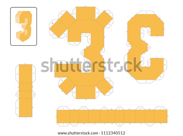 3d Numbers Paper Craft Model Template Stock Vector (Royalty Free ...