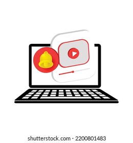 3d Object Laptop Content Notification Design Stock Vector (Royalty Free ...