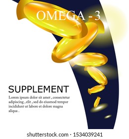 3d Omega 3 Supplement Capsule Design Stock Vector (Royalty Free ...