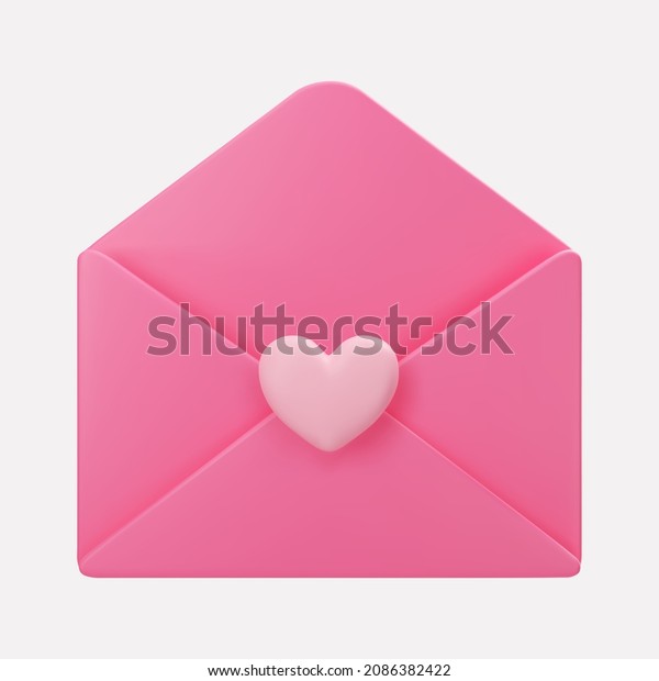 3d Open Pink Mail Envelope Icon Stock Vector (Royalty Free) 2086382422 ...