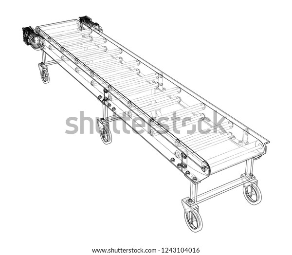 3d Outline Conveyor Belt Vector Rendering Stock Vector (Royalty Free ...