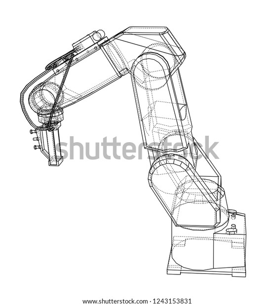 3d Outline Robotic Arm Vector Rendering Stock Vector (Royalty Free ...