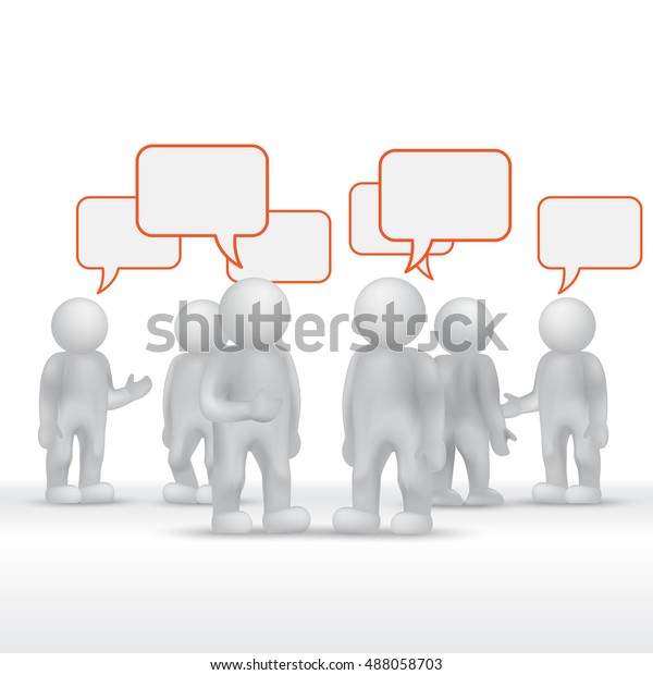 Vector de stock (libre de regalías) sobre 3d People Speech Bubbles On ...