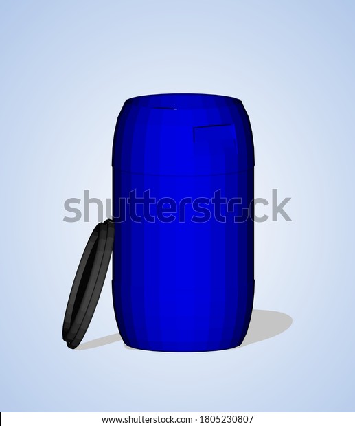 3d Perspective Blue Plastic Barrel Blue Stock Vector (Royalty Free ...