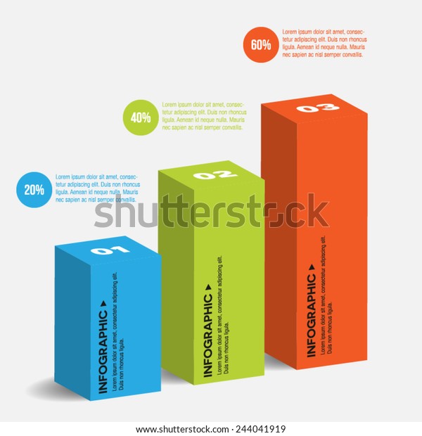 3d Perspective Simple Colorful Infographic Graph Stock Vector (Royalty ...