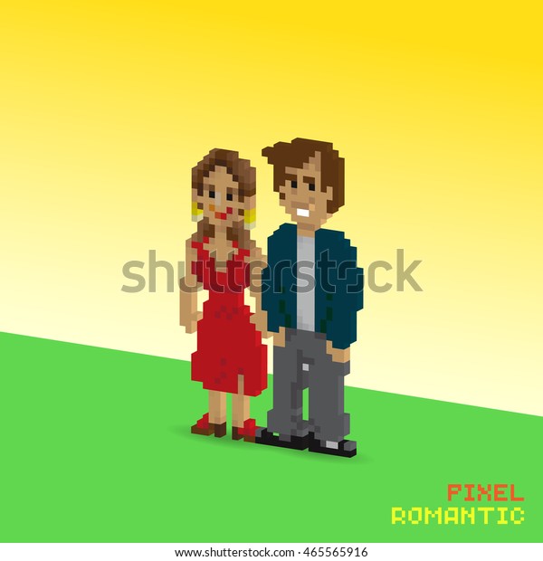 「3d Pixel Romantic Couple Pixelated Illustration」のベクター画像素材（ロイヤリティフリー ...