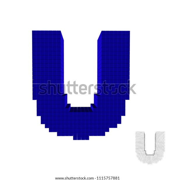 3d Pixelated Capital Letter U Isolated Stock Vector (Royalty Free ...