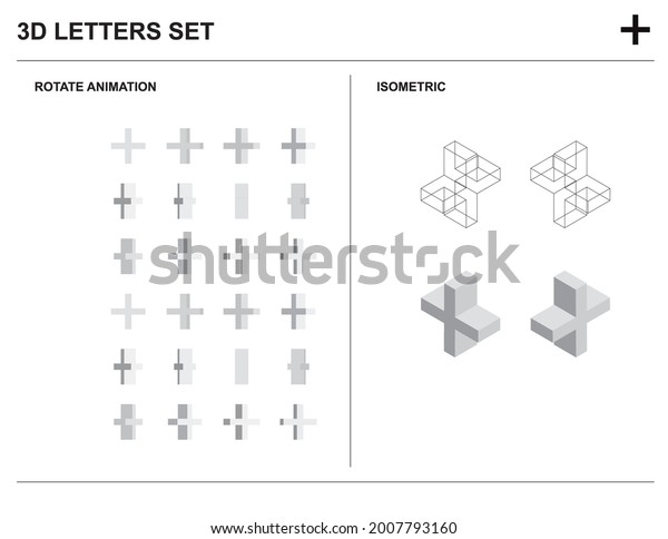 3d Plus Sign Alphabet Letters Set Stock Vector (Royalty Free ...