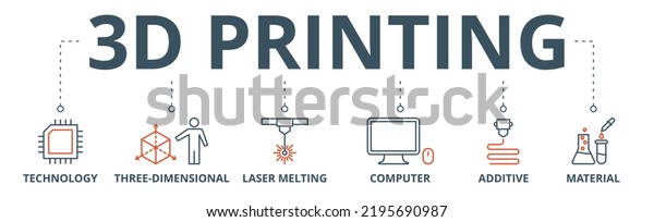3d Printing Banner Web Icon Vector Stock Vector (Royalty Free ...