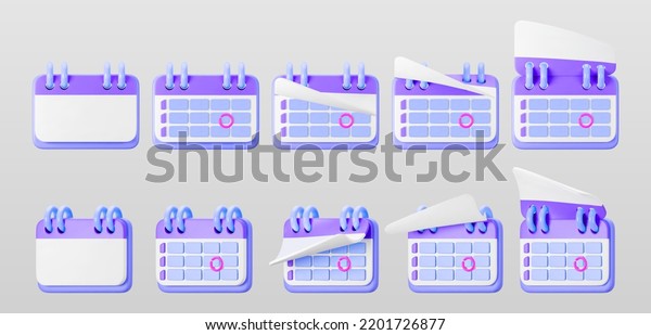 3d Purple Calendar Icons Highlighted Circle Stock Vector (Royalty Free ...