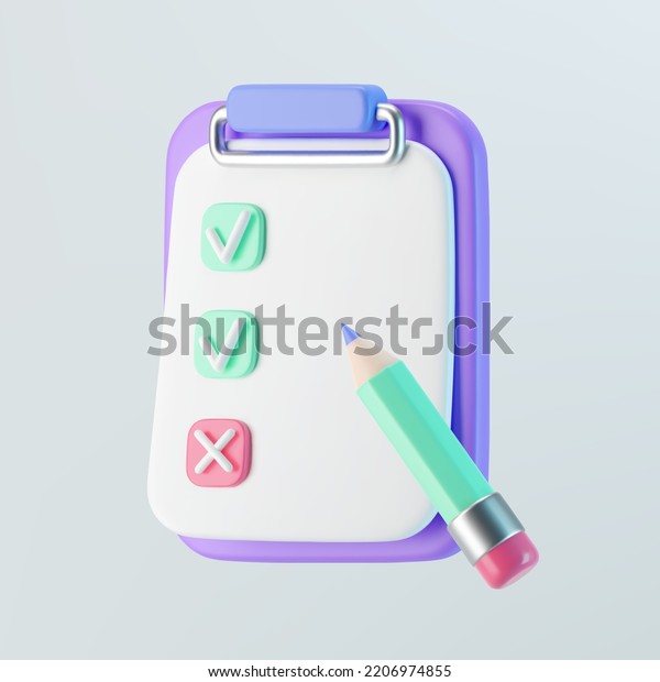 3d Purple Checklist On Clipboard Icon Stock Vector (Royalty Free ...