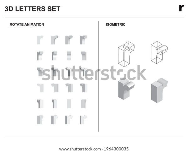 3d R Alphabet Letters Set Animate Stock Vector (Royalty Free ...
