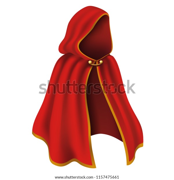 3d Realistic Cape Hood Red Golden Stock Vector (Royalty Free) 1157475661