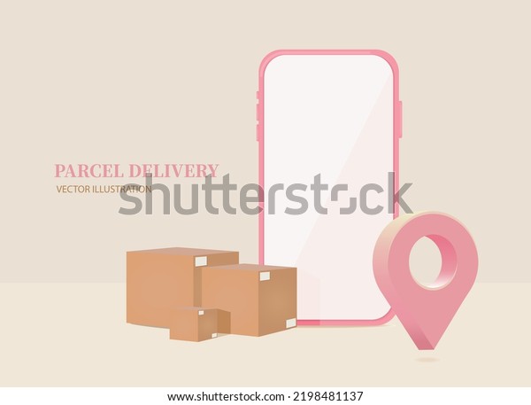 3d Realistic Parcel Delivery Service Concept Stock Vector (Royalty Free ...