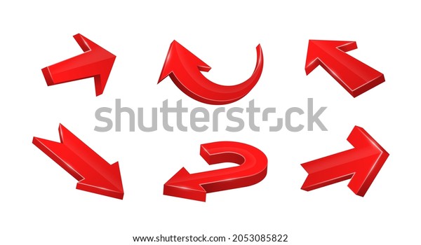 3d Realistic Red Arrows Pointing Various Stock Vector (Royalty Free ...