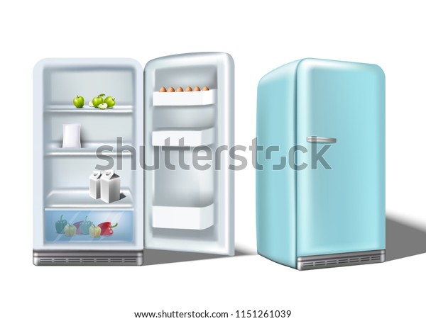 3d Realistic Vector Illustration Fridge Side Stock Vector (Royalty Free ...